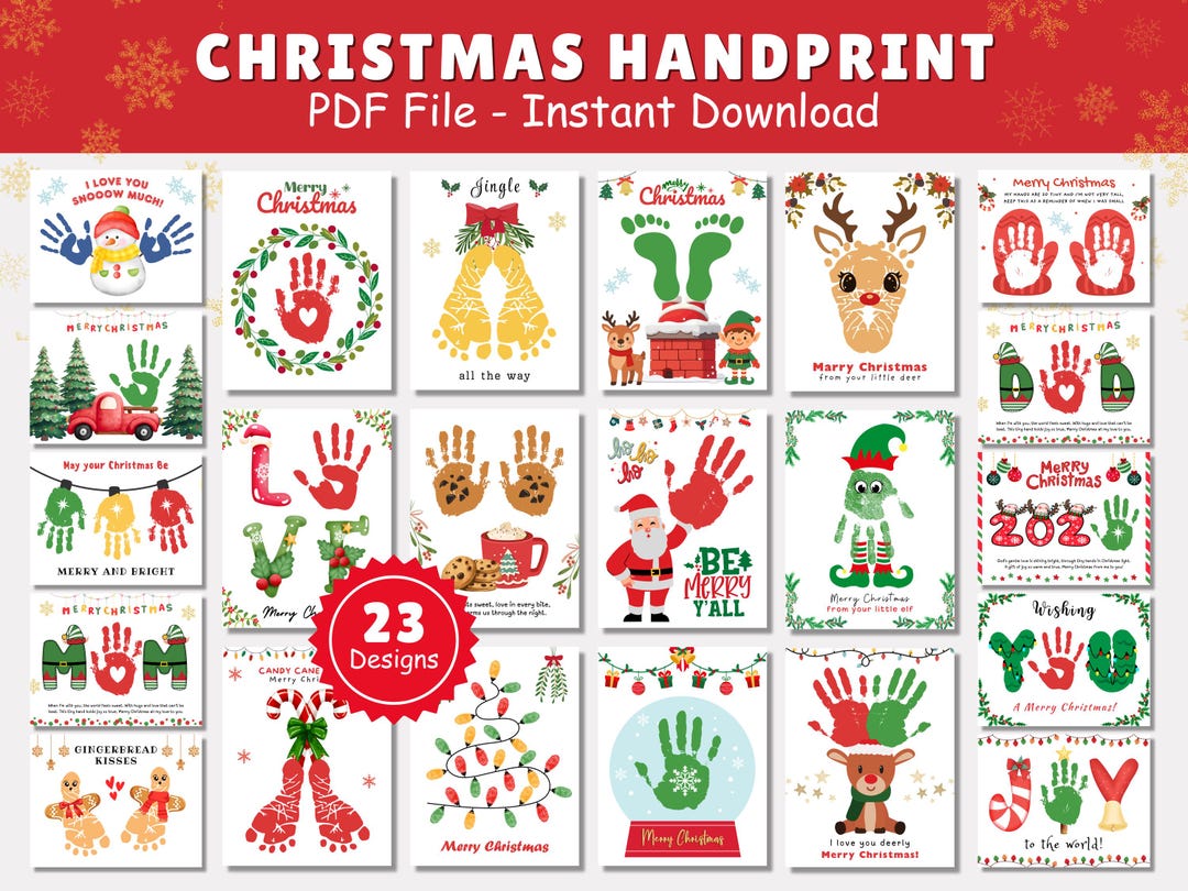 Christmas Handprint Art Bundle, 2O25 Holiday Handprint Keepsake for ...