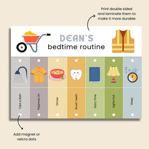 Kids Flip Routine Chart Editable Printable, Morning Evening Bedtime ...