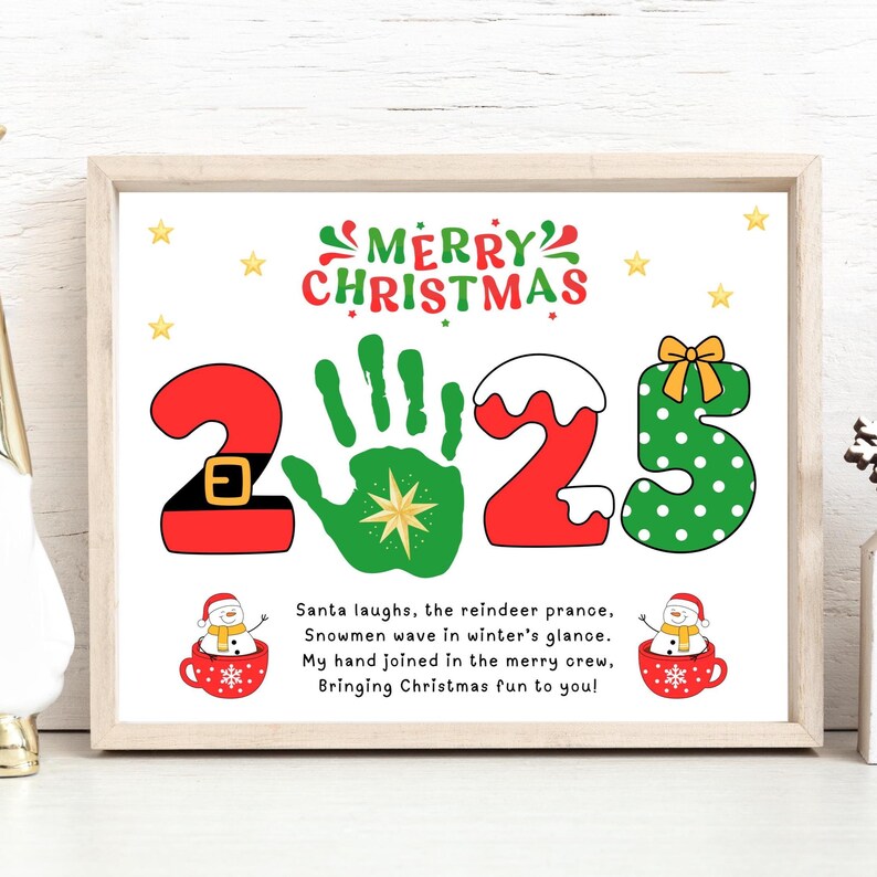 Christmas Kids Handprint Craft 2025, Santa Reindeer Snowman Activity ...