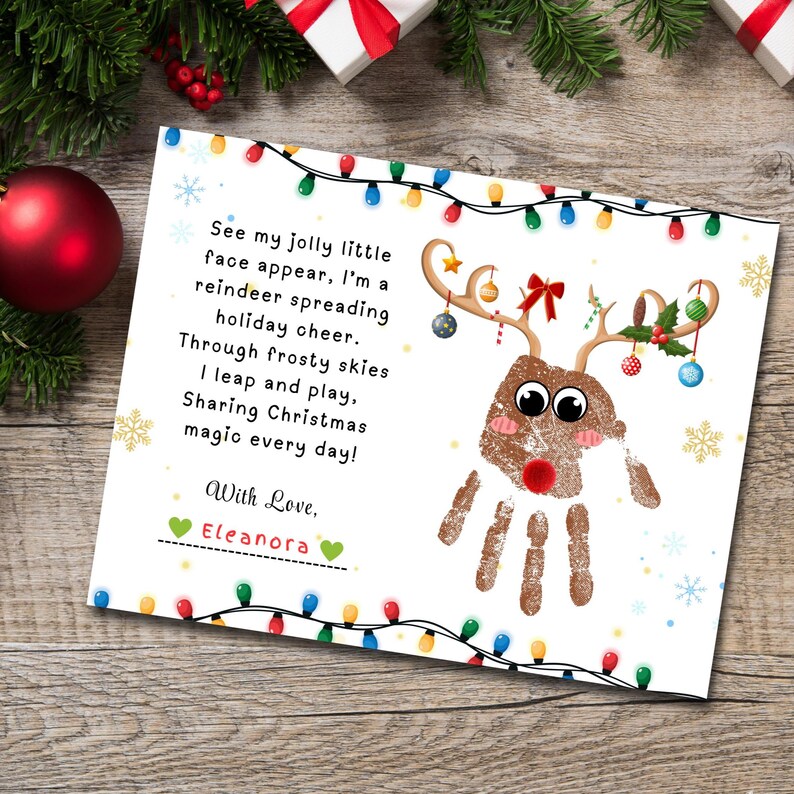 Reindeer Christmas Handprint Art Kids Toddlers Baby Printable Deer ...