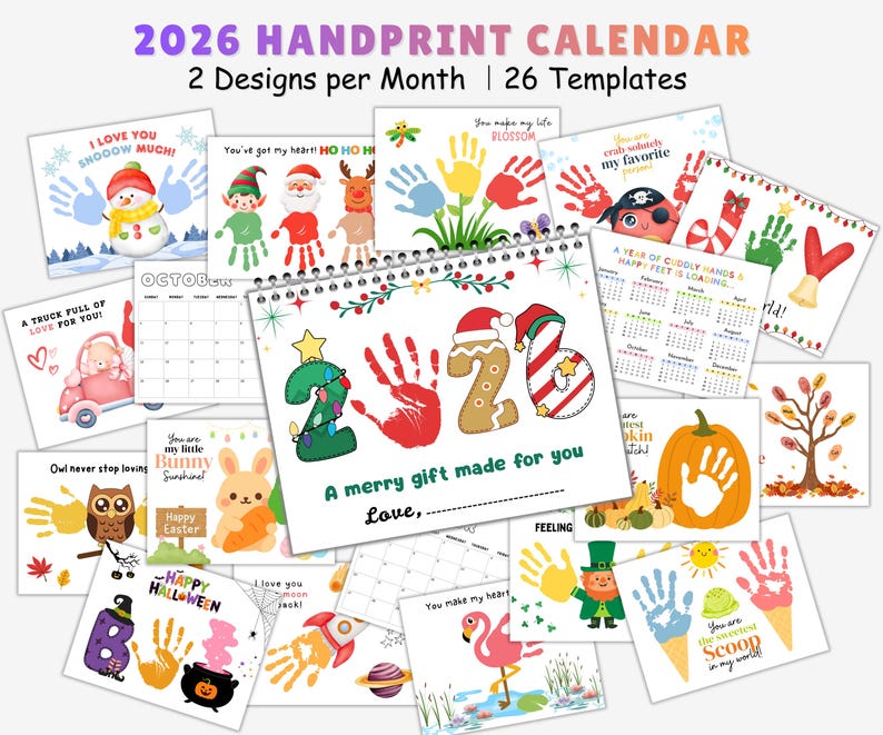 2026 Handprint Calendar Craft, Calendar Keepsake Gift From Kids ...