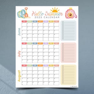 Summer Calendar Large Planner Poster Printable Digital Download Easy ...