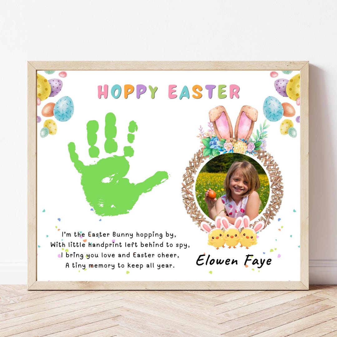 Easter Bunny Handprint Craft Printable, Hoppy Easter Kids Activity ...