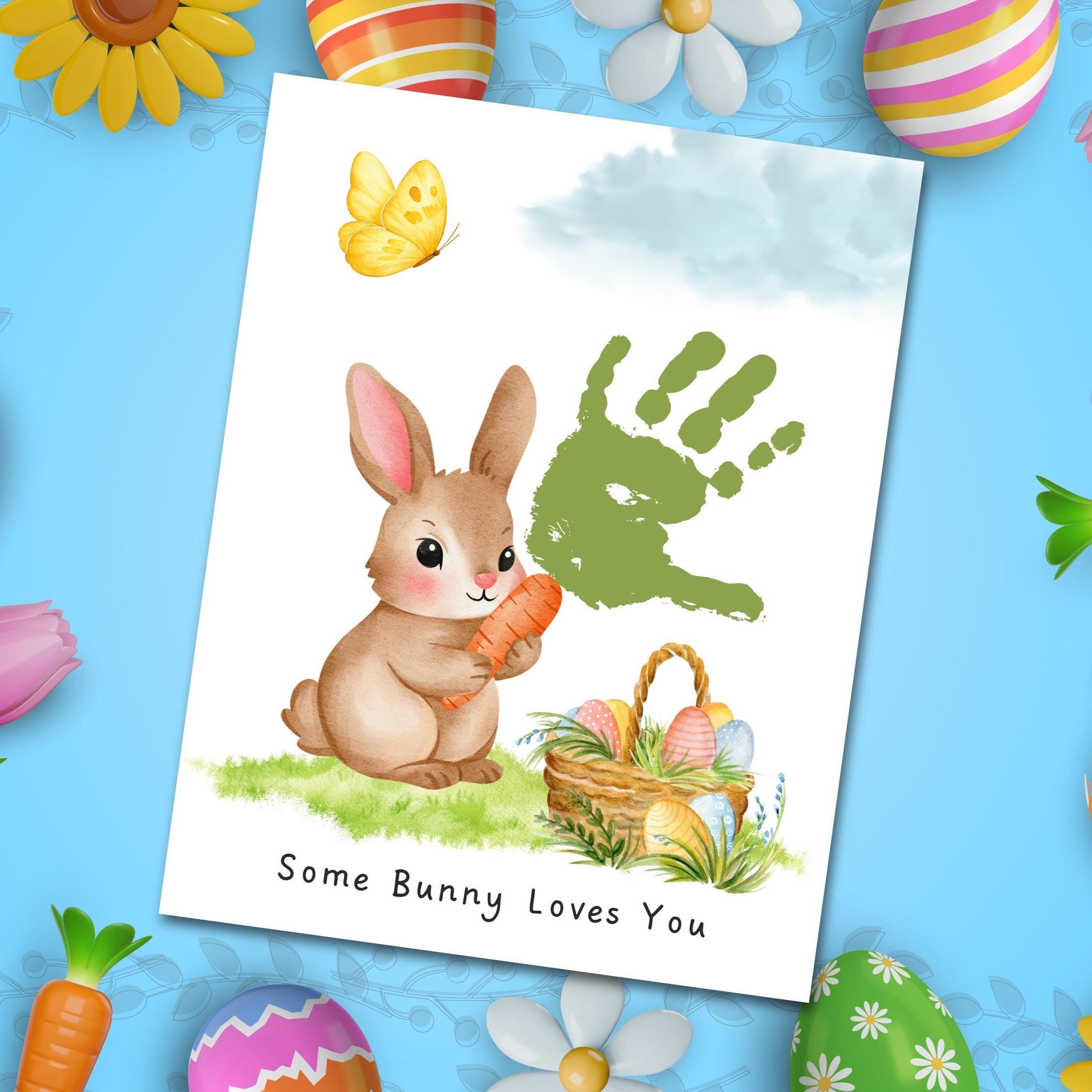 Easter Bunny Handprint Craft for Kids, Some Bunny Loves You Printable ...