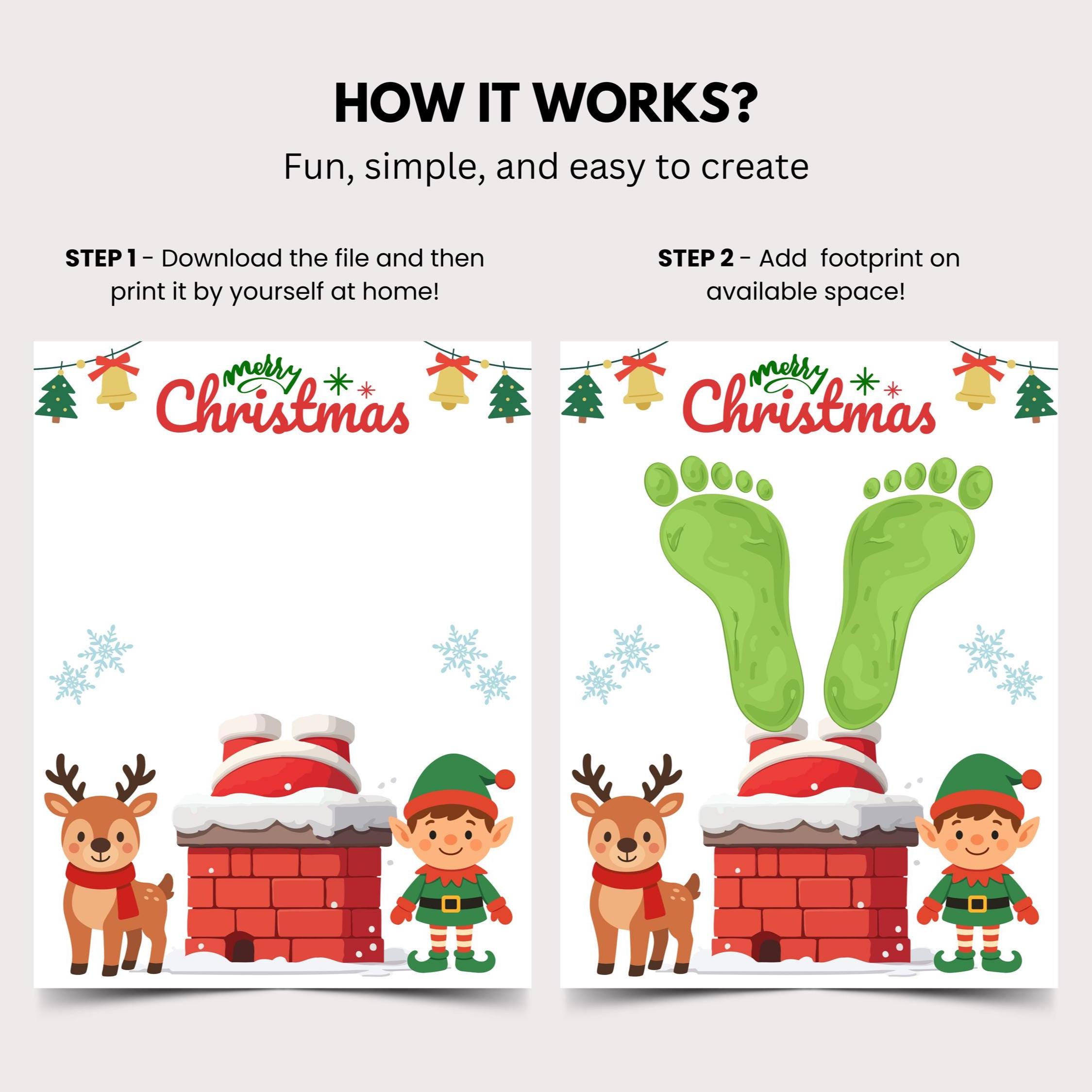 Christmas Footprint Craft, DIY Xmas Gift for Parents, Handprint Art ...