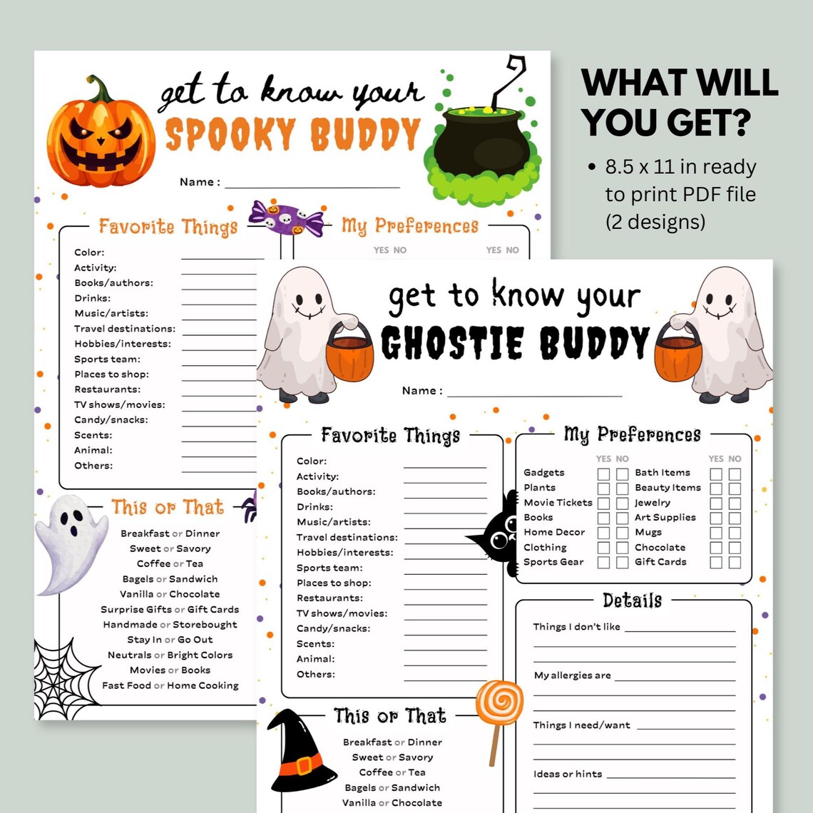 Halloween Questionnaire, Halloween Wishlist, Boo Buddy Printable ...