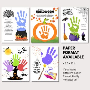 Halloween Handprint Art Bundle, Printable Handprint Crafts, Ghost ...