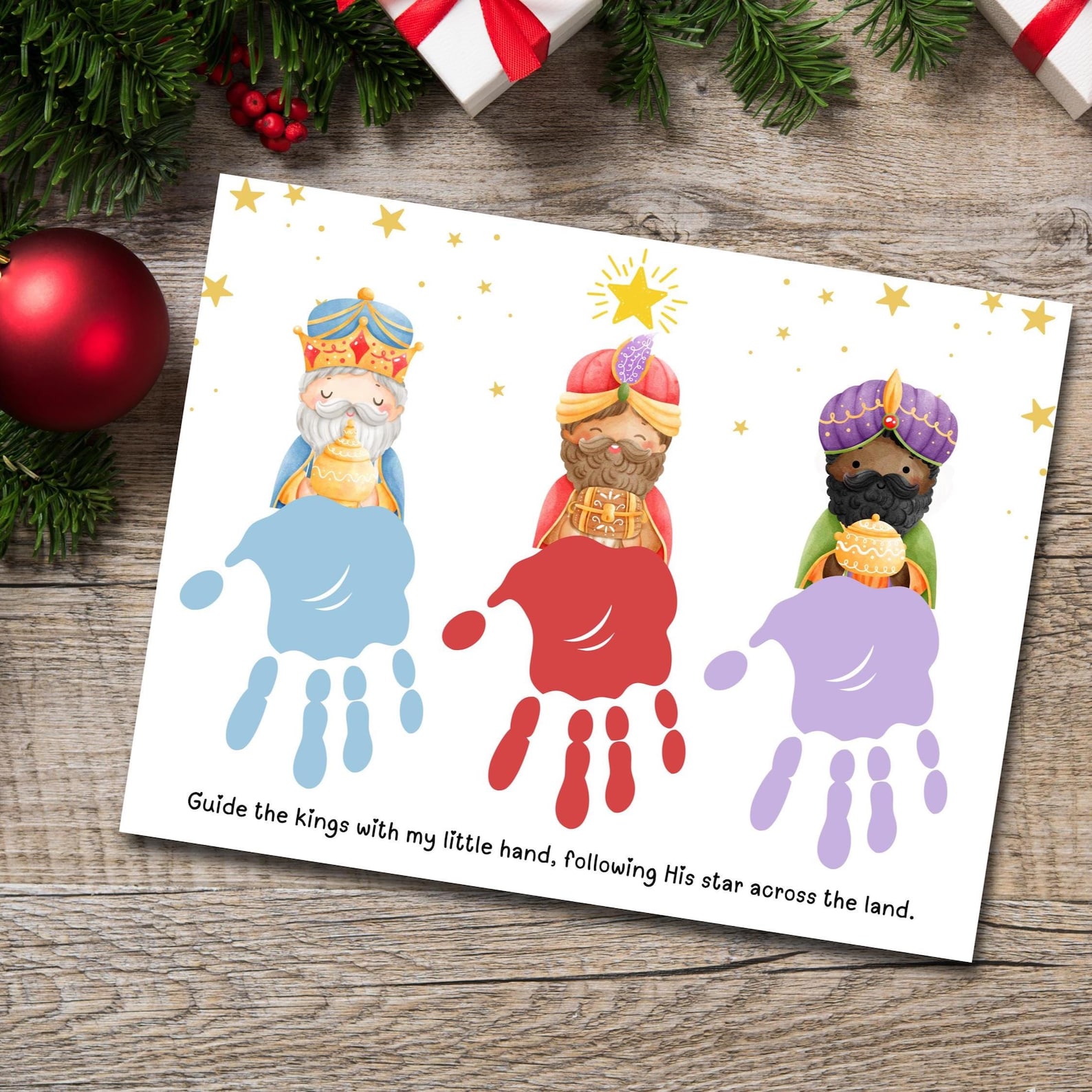 Christmas Wise Men Handprint Craft Printable, Three Kings Nativity Art ...