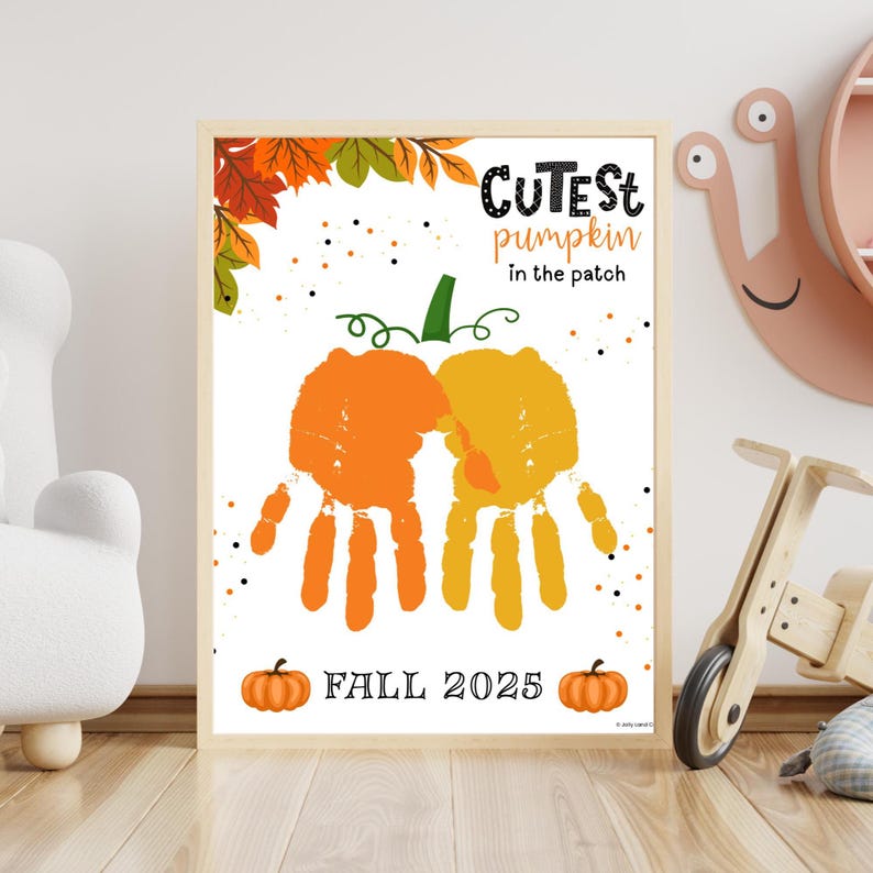 Pumpkin Handprint Art Template: Fall DIY Keepsake (digital Download) - Etsy