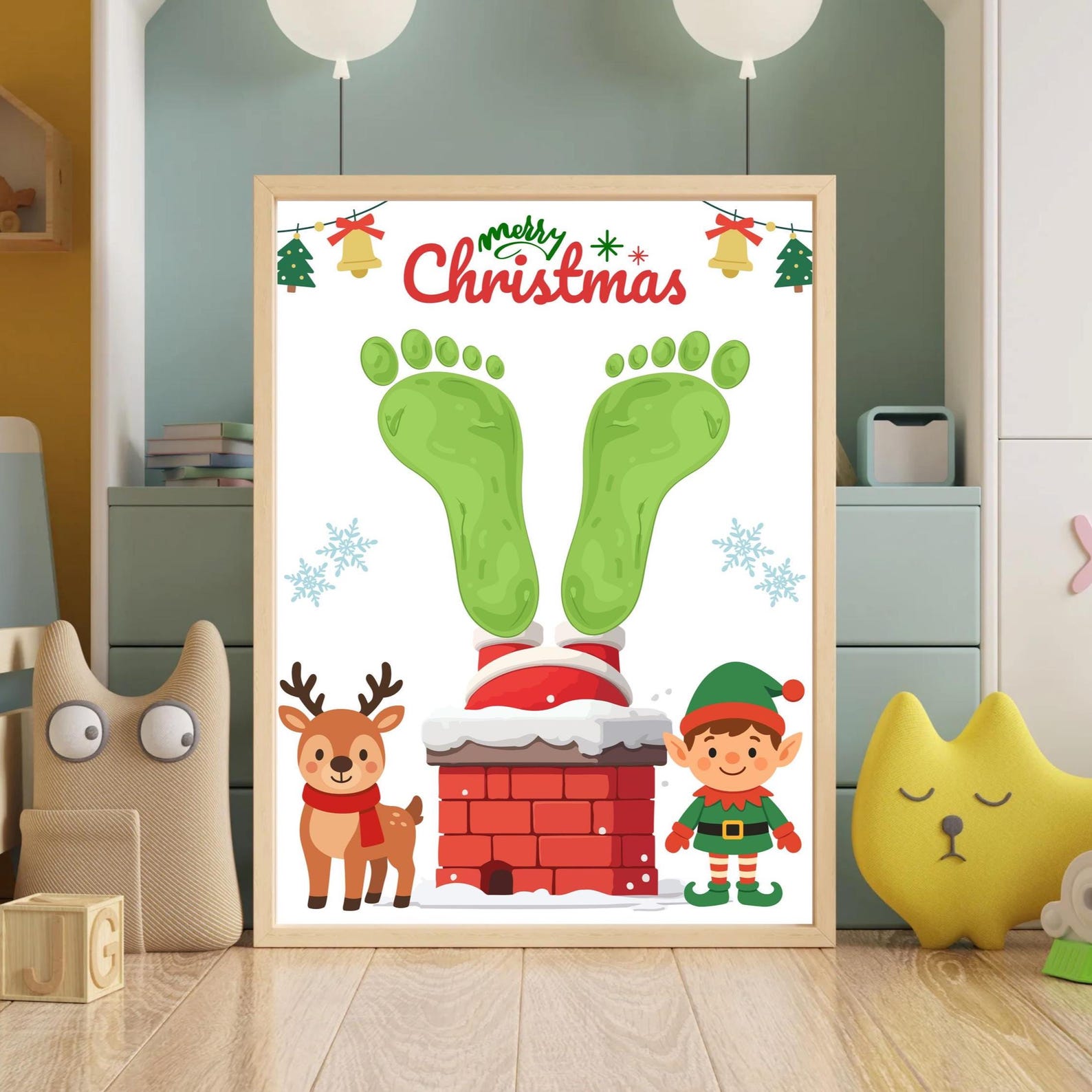 Christmas Footprint Craft, DIY Xmas Gift for Parents, Handprint Art ...