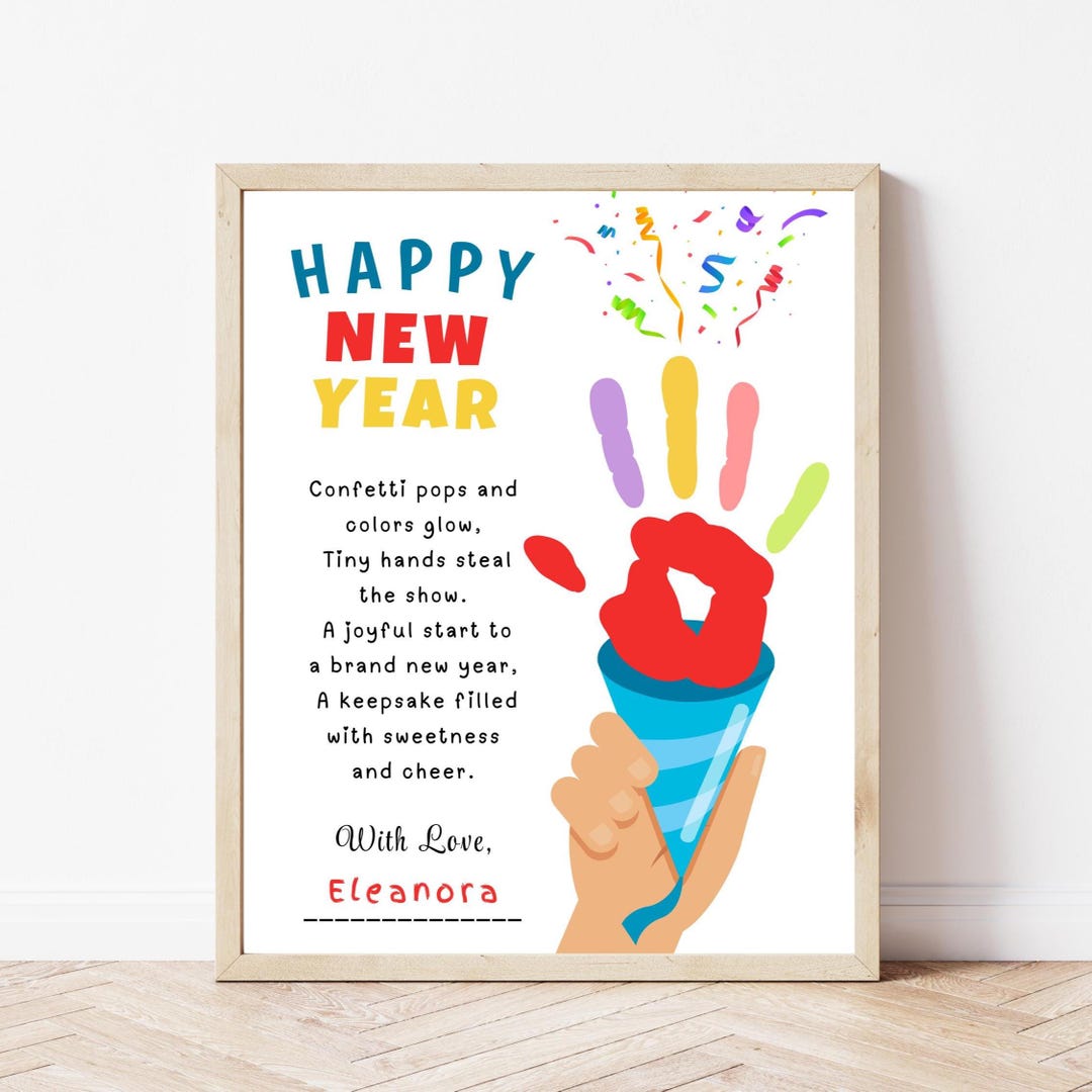 New Years Crafts, New Years 2026 Poem Handprint Craft, Kindergarten ...