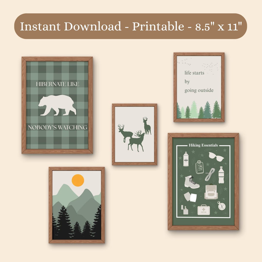 Forest Printable Posters | 15 Cabin Themed Posters for House Decoration ...