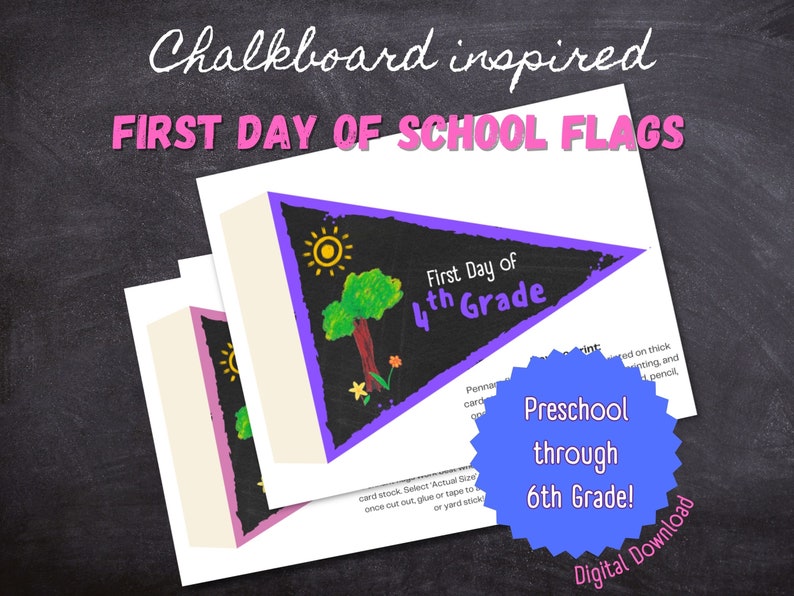 First Day of School Pennant Flags | Digital Download - Printable ...