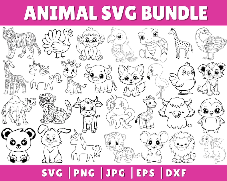 Animals Outline Svg,safari Animals Png,cute African Jungle Animal ...