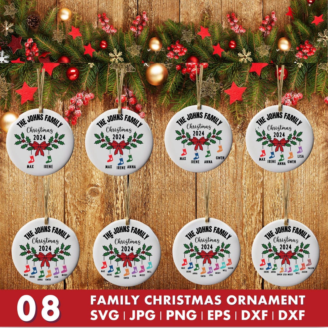 2024 Family Ornament,personalized Ornament Name,christmas Balls Svg ...
