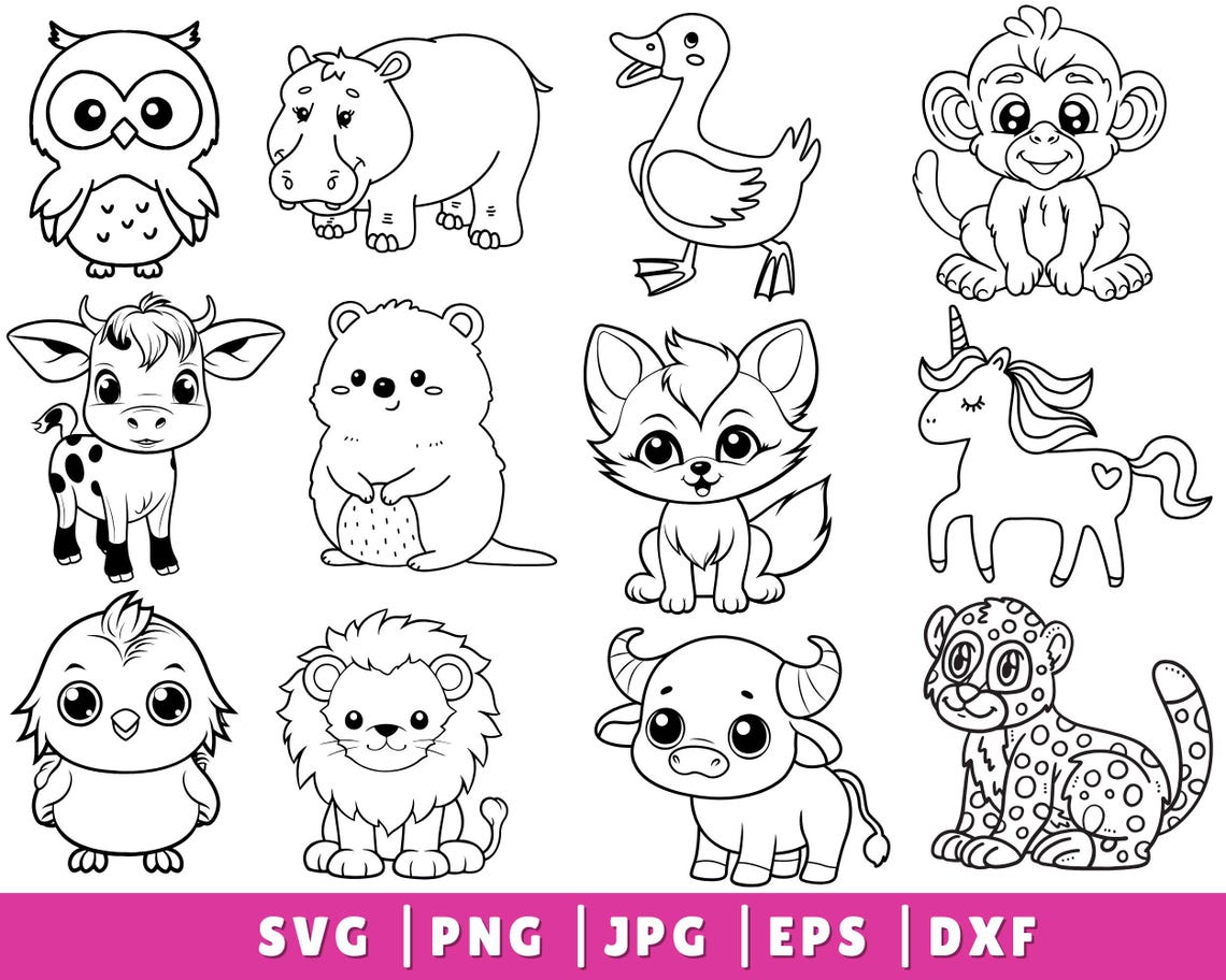 Animals Outline Svg,safari Animals Png,cute African Jungle Animal ...