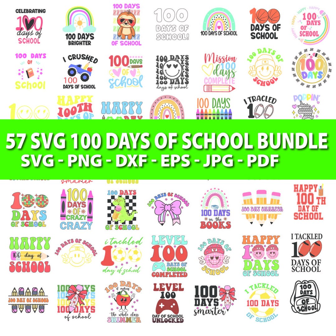 100 Days of School Svg Bundle, 100 Days of School Dxf, School Svg ...