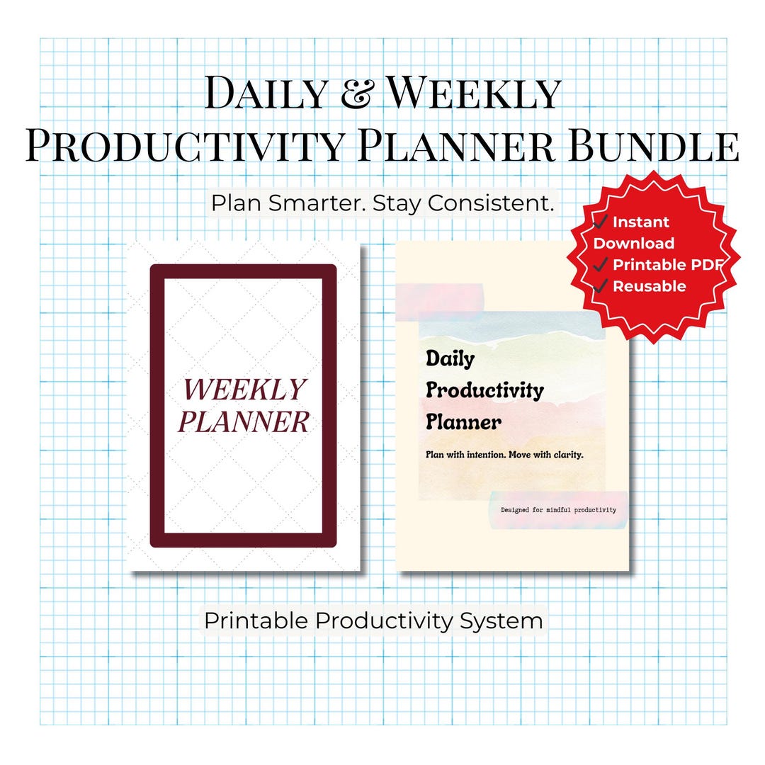 Daily & Weekly Productivity Bundle | Time Blocking Printable | Wellness ...