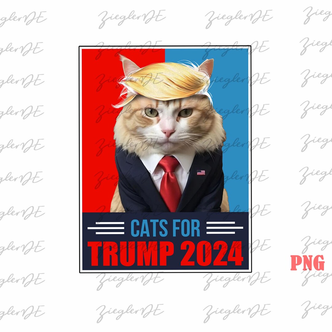 Cats for Trump Png, Funny Cat Trump 2024 Support Png, Trump Long Hair ...