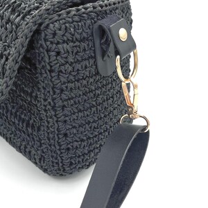 Handmade Black Paper Yarn Bag With Leather Details – 100% Handmade ...