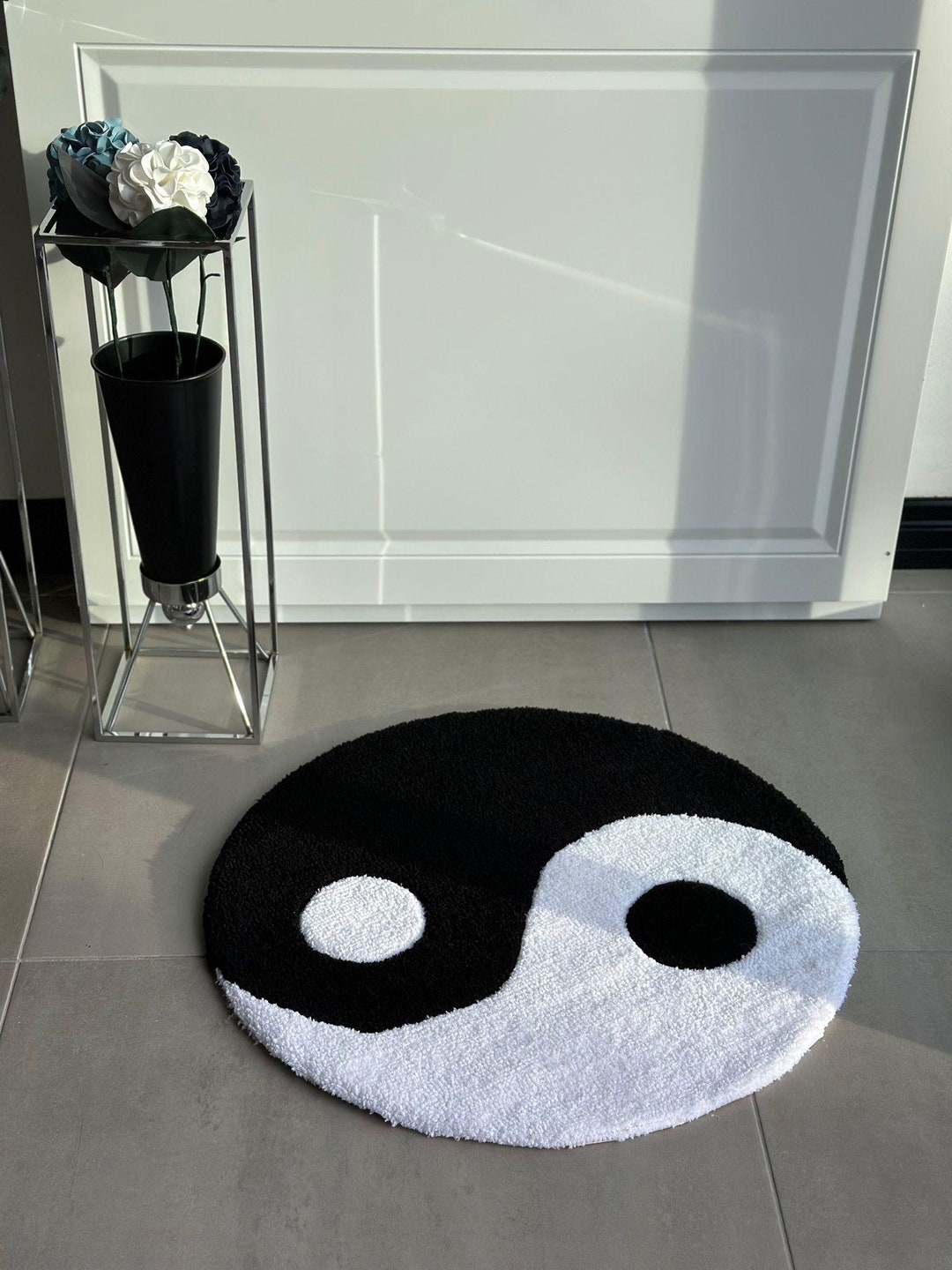 Fluffy Yin Yang Rug, Tufted Yin Yang Rug, Black White Rug, Housewarming ...