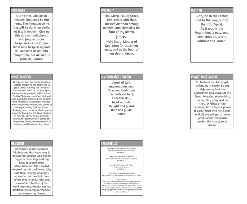 Catholic Prayers for the Classroom in Gray & White - Set of 8 Prayers ...