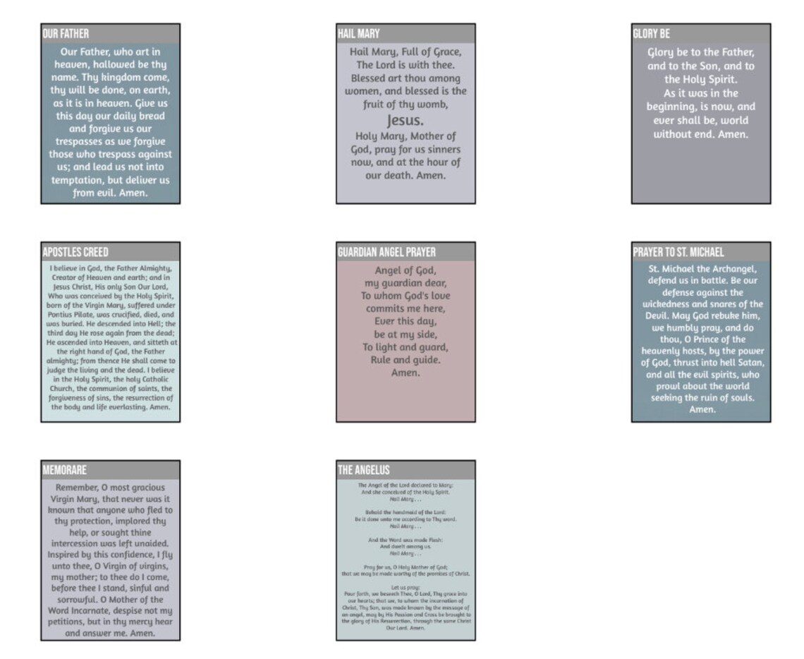 Catholic Prayers for the Classroom in Neutral Colors - Set of 8 Prayers ...