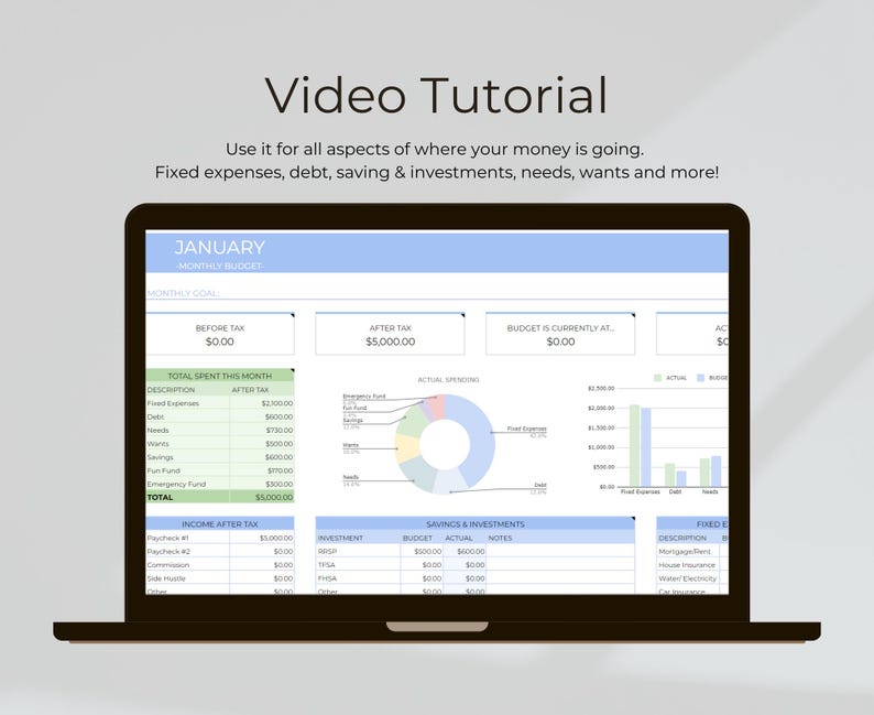 Monthly Budget Tracker, Budget Planner for Google Sheets, Budget ...