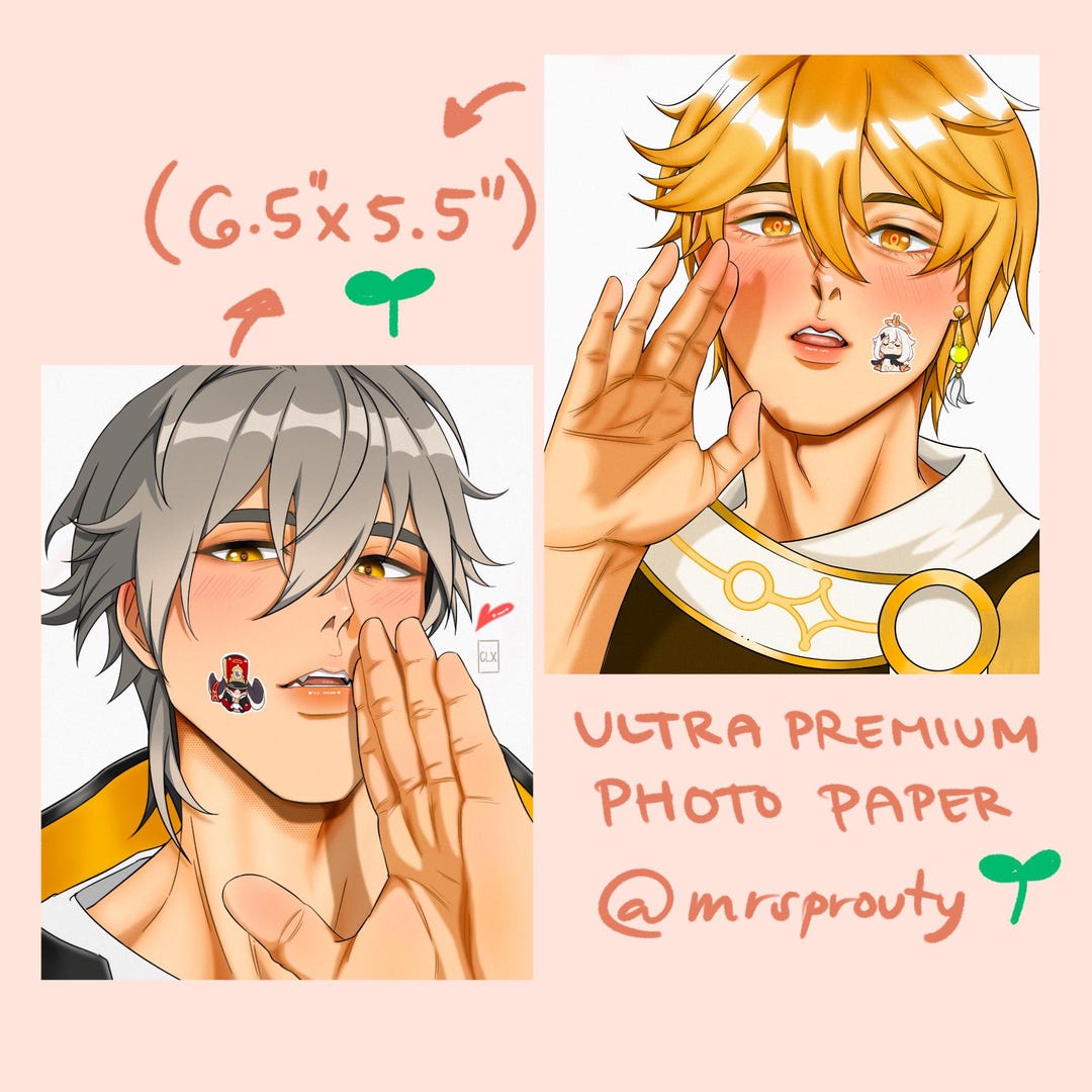 Genshin Impact Aether & Honkai Star Rail Caelus Art Print 6.5 X 5.5 ...