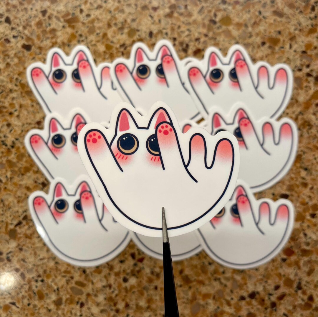 Falling Cat Sticker White Cat Sticker Vinyl Sticker Waterproof Sticker ...