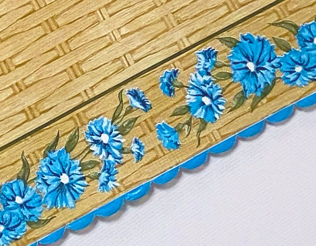 Roylies Plasti-chrome Shelf Paper & Edging, Blue Flowers, Faux ...
