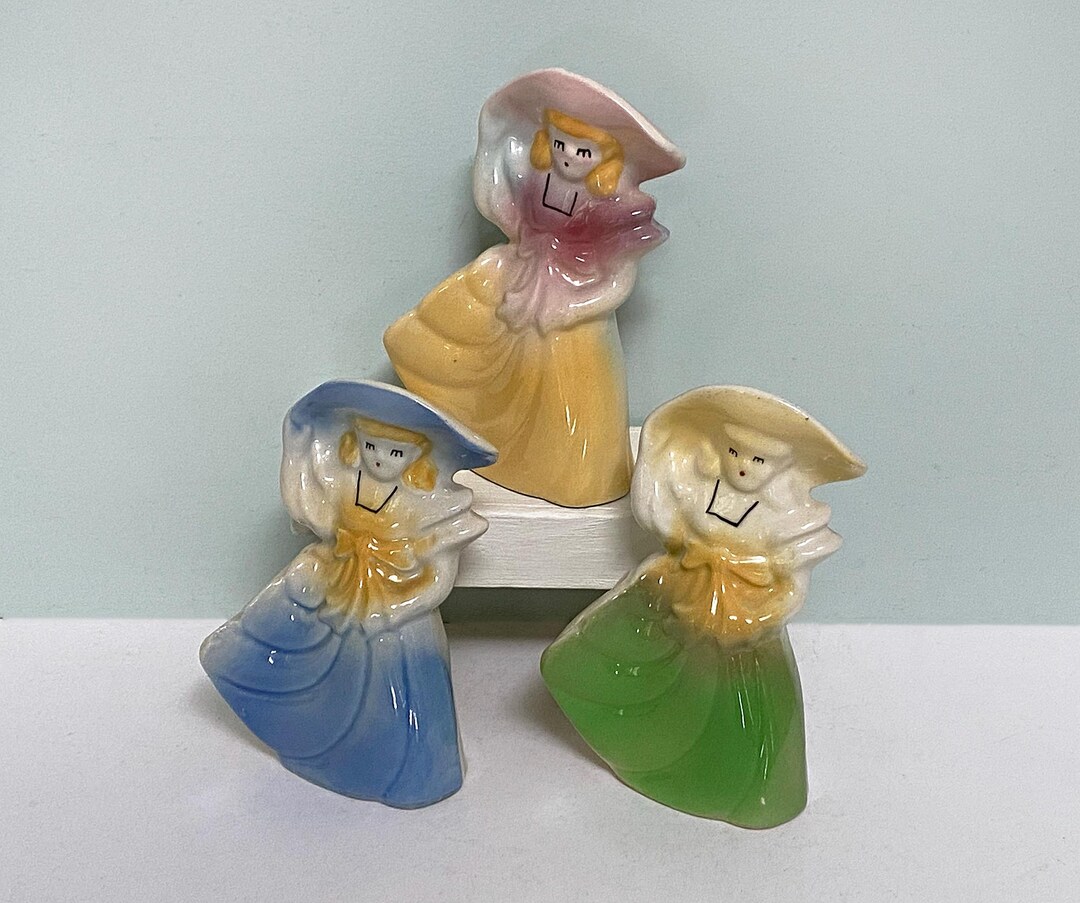Set of 3 Mid-century Figural Ceramic Pottery Lady Planters, Trio of ...