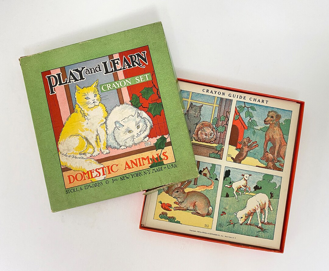 1925 Play and Learn Crayon Set, Domestic Animals – Stoll & Edwards Co ...