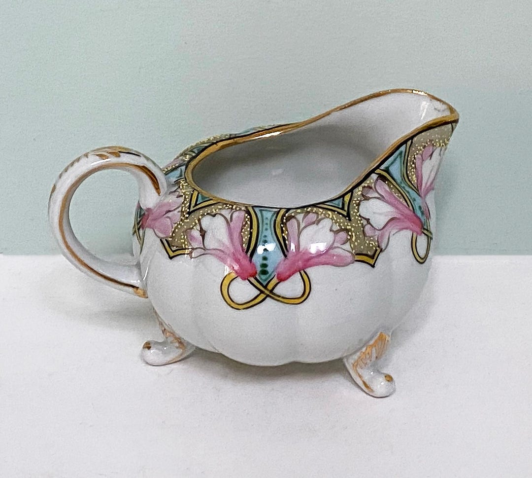 Victorian-style Creamer, Small Porcelain Pitcher With Delicate Gold ...