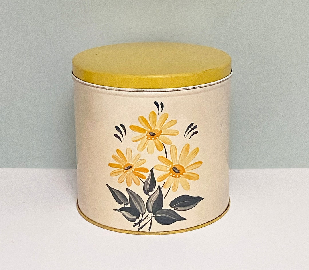 Vintage NC Colorware Metal Kitchen Canister Tin – Hand Painted Yellow ...