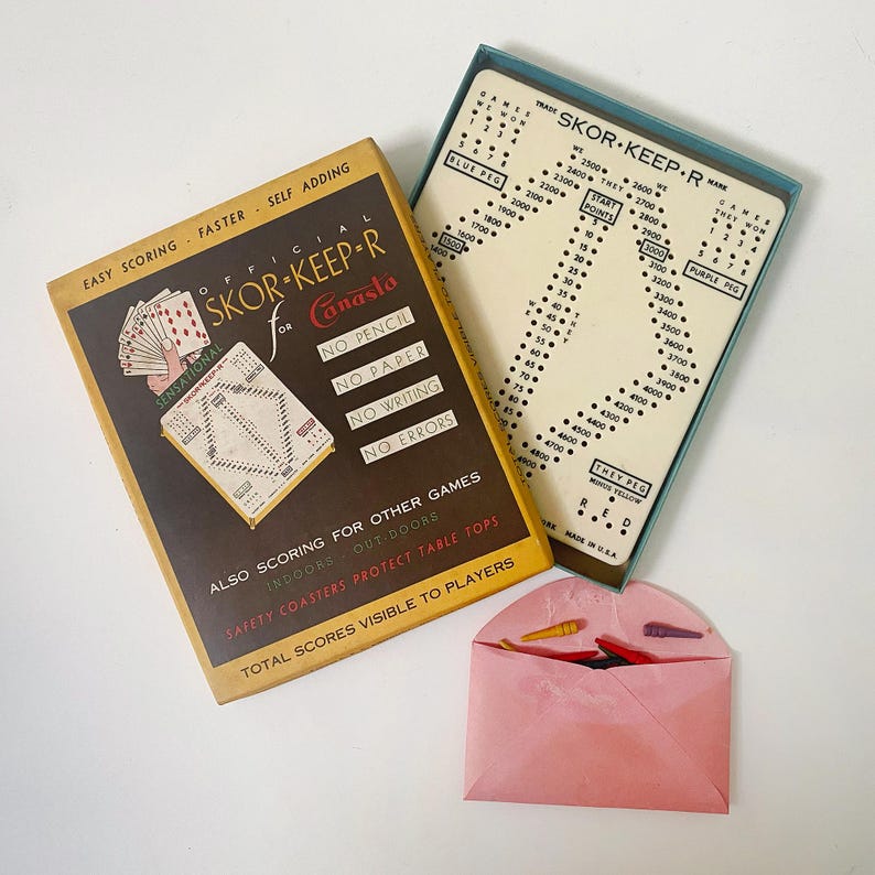 1960s Official Skor-keep-r for Canasta in Original Box: Plastic ...