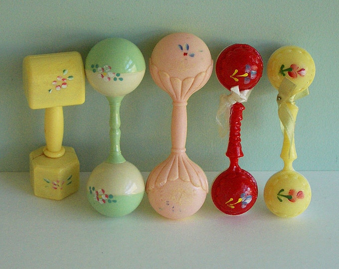 Instant Collection of 5 Vintage Plastic Baby Rattles - Etsy