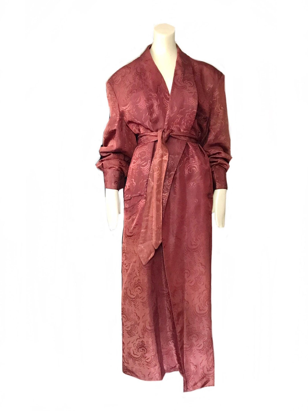 Vintage 1940s Burnt Orange Damask Robe / 40s Men's House Coat / State O ...