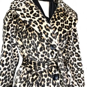 Vintage 1950s Faux Leopard Fur Coat/ Animal Print Pea Coat / Rockabilly ...