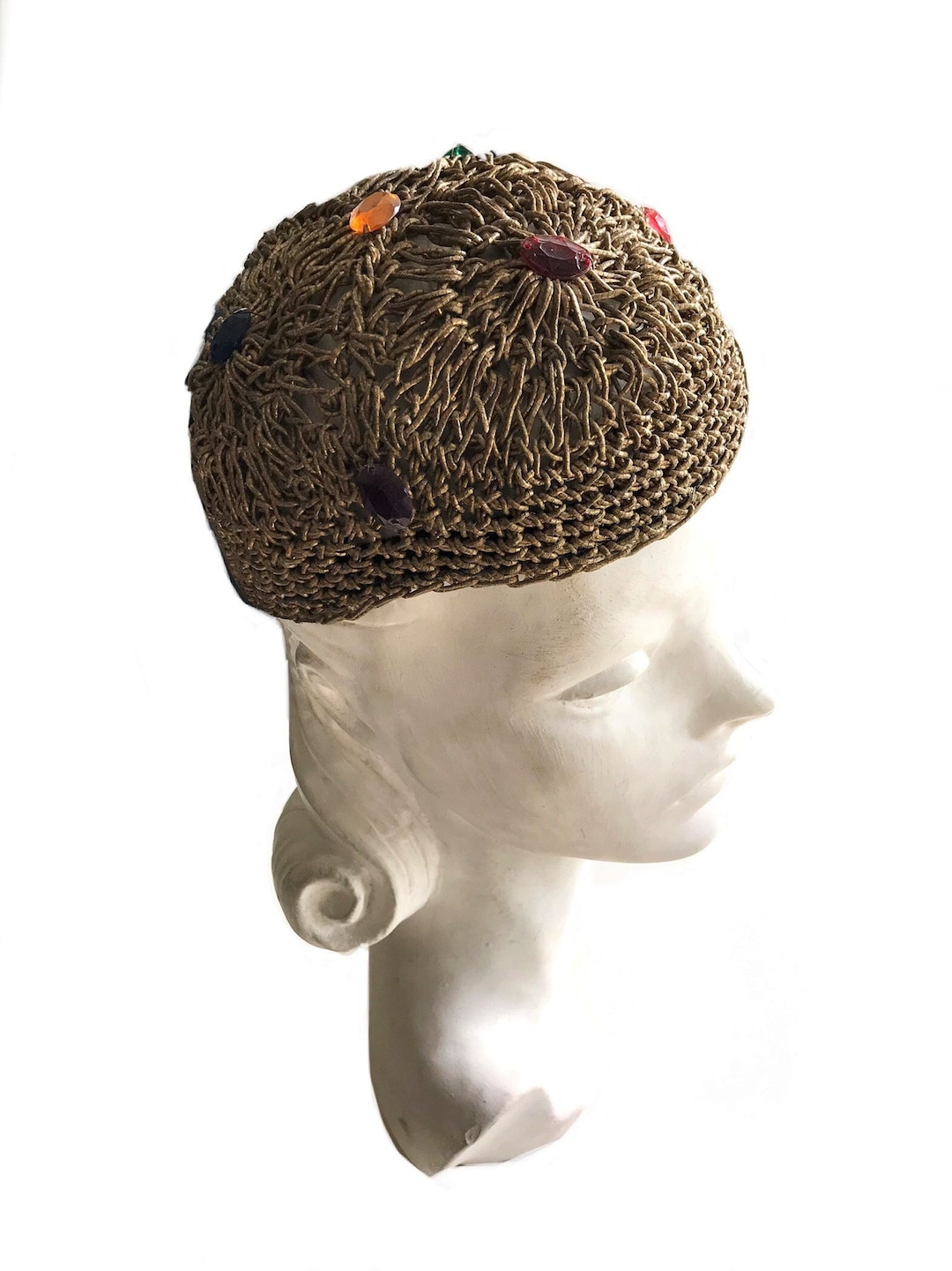 Vintage 1930s Gold Thread Cap Hat / Art Deco 30s 40s WWII Swing ...