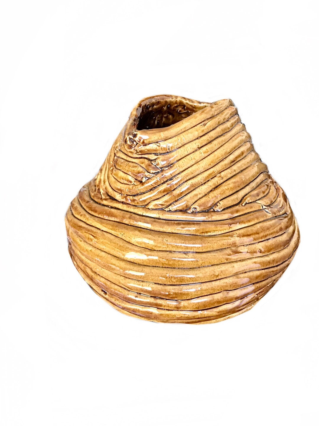Vintage 1970s Brown Hand Build Coil Mid Century Stoneware Vase/ 70s Art ...