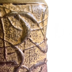 Signed Vintage 1960s Mid Century Brown Stoneware Textured Slab Vase ...