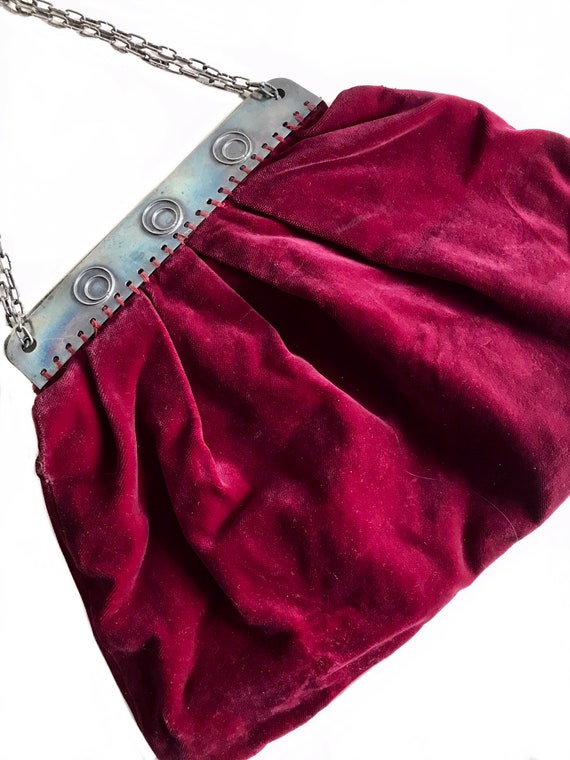 vintage 1920s burgundy red velvet purse / large 1910 … - Gem