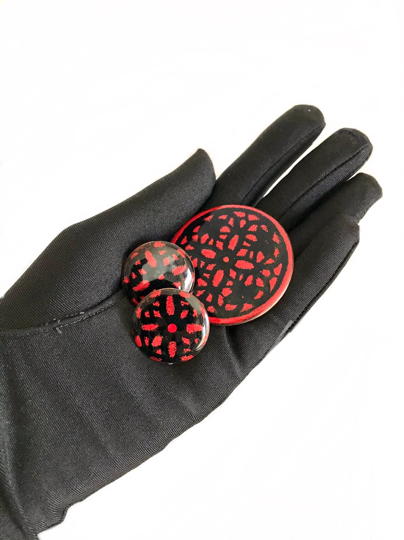 Mid Century Abstract Red Black Enamel on Copper Large Brooch | Etsy