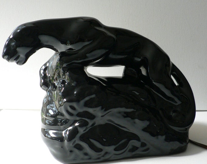RESERVED for JILL Vintage 1950s Black Panther Tv Lamp Figurine Ceramic ...
