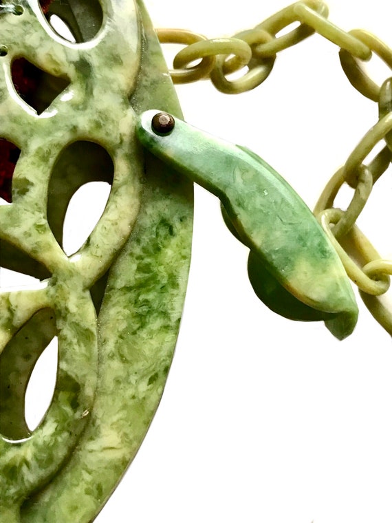 antique 1920s marbled green celluloid frame purse / 2… - Gem