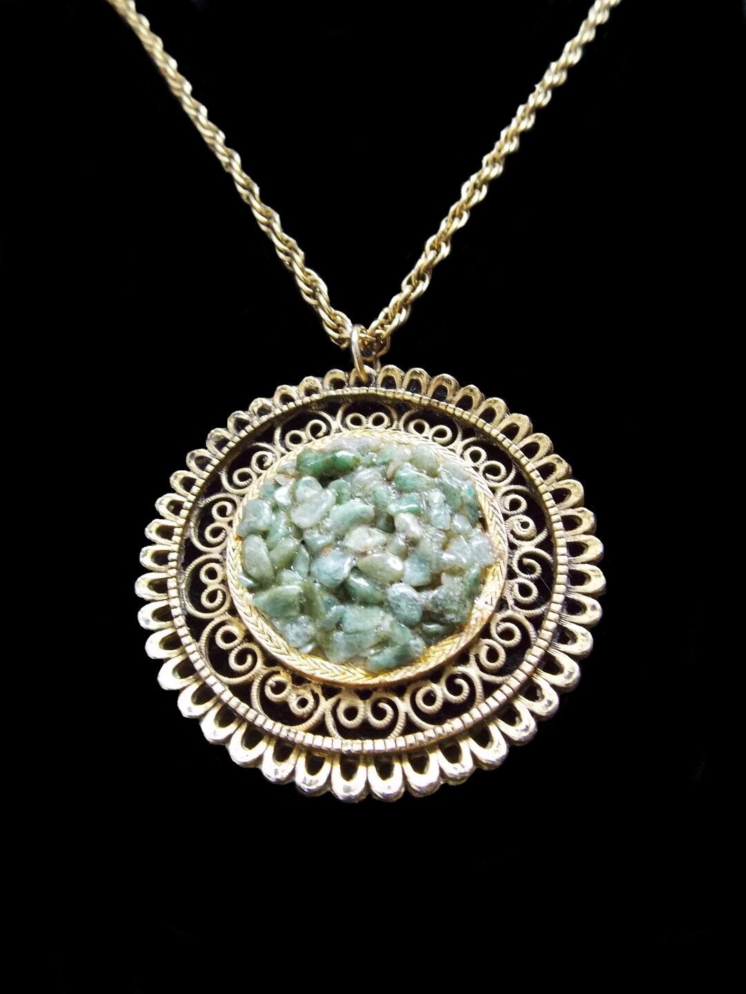 Vintage 1960s Mid Century Mod Goldtone Pendant Necklace/large Modernist ...