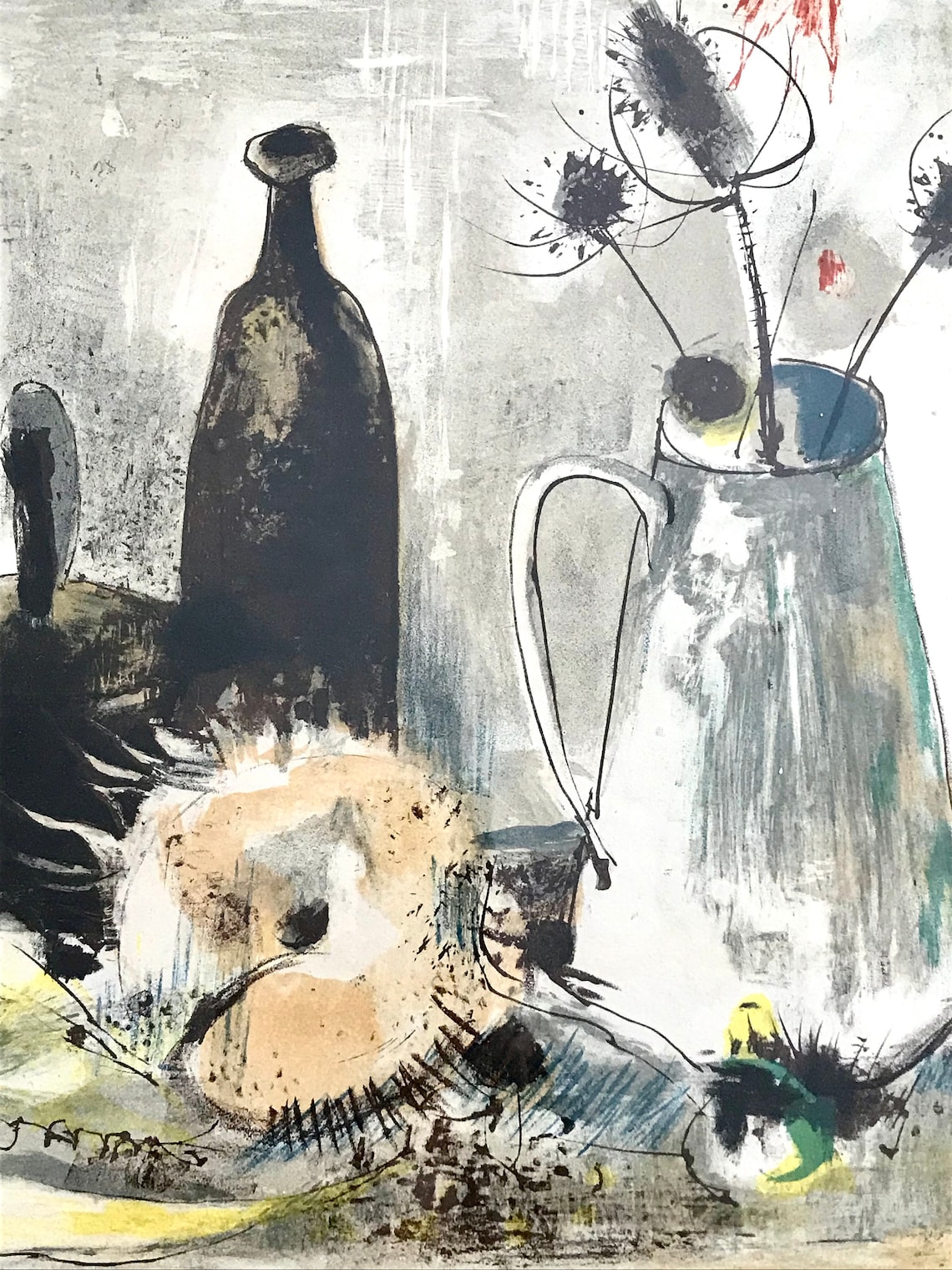 Signed Mid Century Fine Art Still Life Print / Vintage 1950s | Etsy