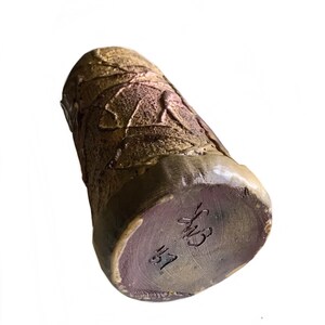 Signed Vintage 1960s Mid Century Brown Stoneware Textured Slab Vase ...