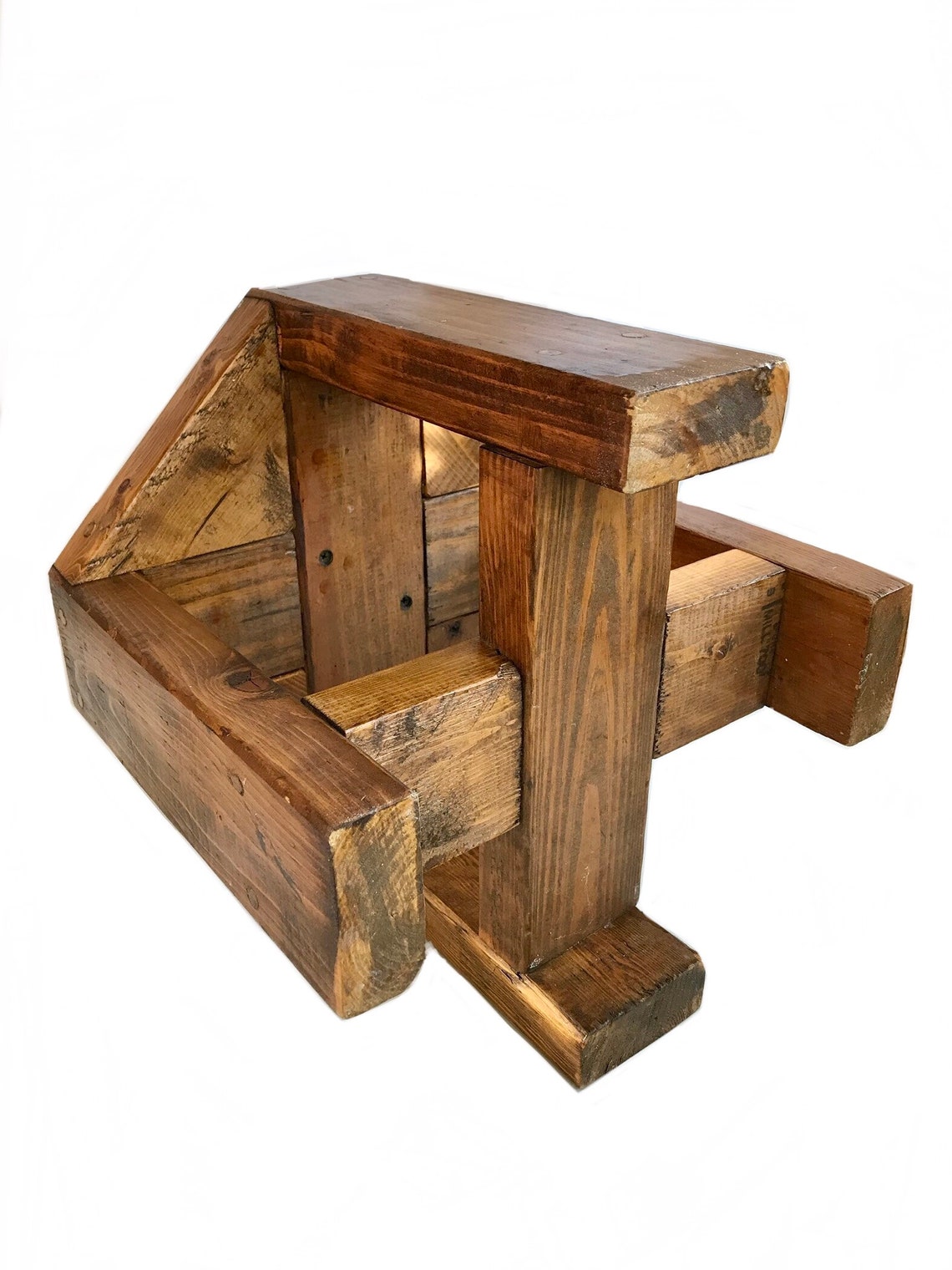 Mid Century Rustic Solid Oak Wood Side Table / Vintage 1970s - Etsy